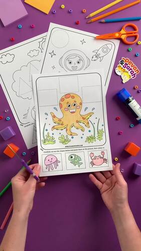 Cut & Paste Practise | Scissor Skills | Shape Cutting Fine Motor Exercise