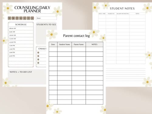 Counselor Daily Planner, Counselor Student Printable, Counseling todo list