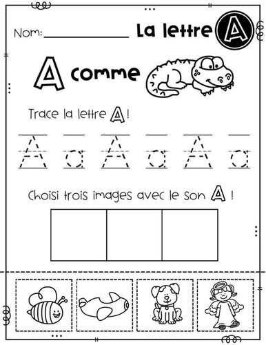 Hands-On FRENCH Cut & Paste ALPHABET Printable - Maternelle/KINDER