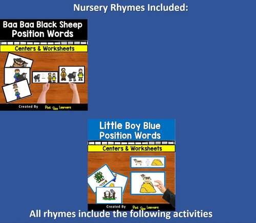 Position Words Nursery Rhyme Themed Bundle by Pint Size Learners
