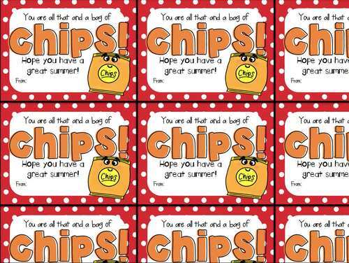 Cute Bag of Chips End of Year (EOY) Gift Tag by Highs and Lows of a Teacher