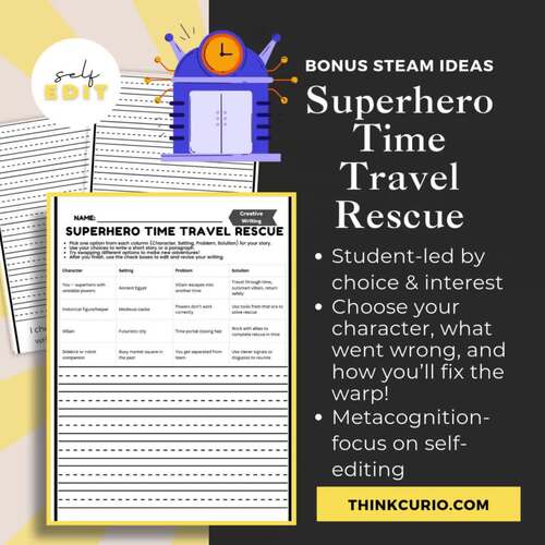 Superhero Time Travel Story Creative Writing Activity 2nd 3rd 4th 5th ...