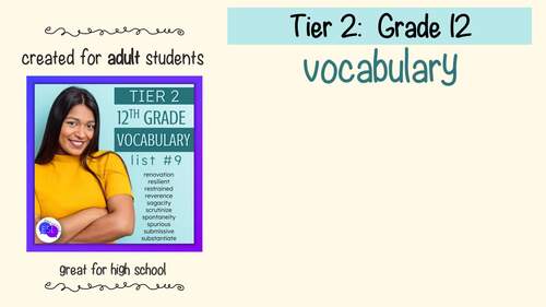 Tier 2 Vocabulary for Adult ESL List 9 by Rike Neville | TPT