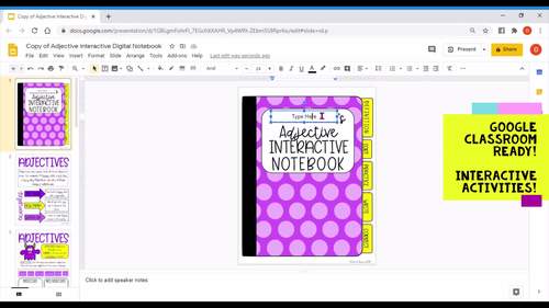 Adjective Digital Interactive Notebook by Tails of Teaching | TPT