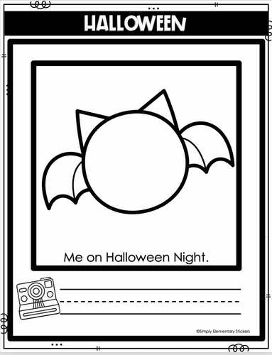 Halloween Self Portrait Template, Blank Face Activities with Writing Prompt