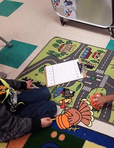 Thanksgiving Fall Number Sense Dice Game with Graph Number Writing