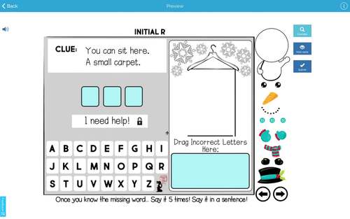 Initial R Sound Articulation Boom Cards™ Build A Snowman Game | Winter ...