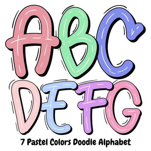 Cute Pastel Scribble Alphabet bulletin board letters bundle for teachers