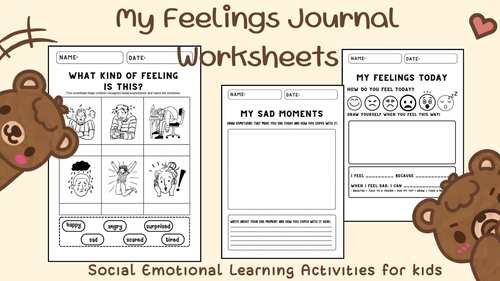 My Feelings Journal Worksheets – Social Emotional Learning Activities ...