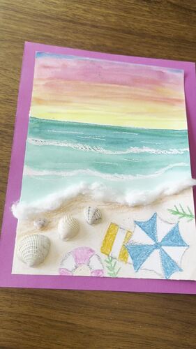 Summer Seascape Art lesson Teacher Guide by meagan Carloss | TPT