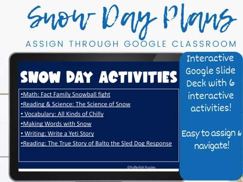 4th Grade Snow Day Digital Activities + Lesson Plan - No-Prep - Google ...