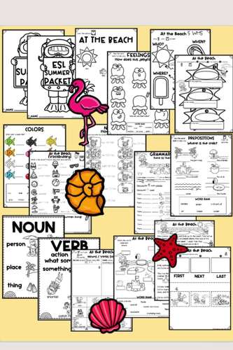 ESL Summer Packet for Newcomers Vocabulary Reading Writing by ESL ...