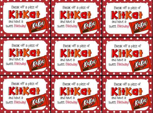 Kit Kat Birthday Gift Tag-Break off a piece of KitKat | TPT