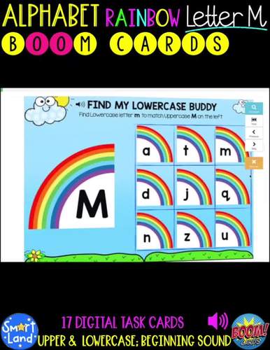 Alphabet practice_Letter M_Rainbow fun_Boom Cards™ by Smart Land Printables