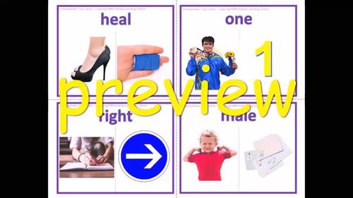 Homophones PACK- Flash cards and Clip Task cards - All real Images