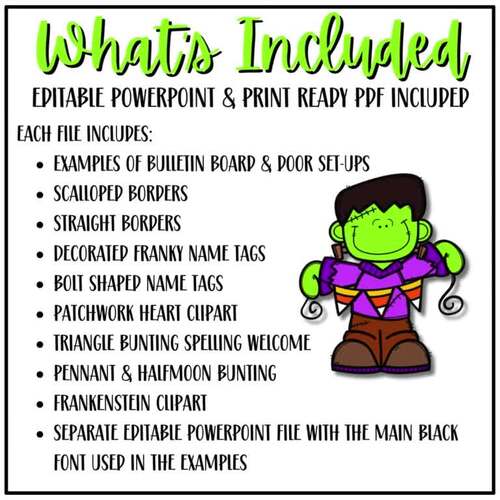 Frankenstein Classroom Decorations | Editable Halloween Door Decor ...