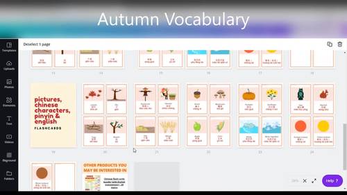 AUTUMN CHINESE FLASH CARDS | Bilingual Chinese flashcards Autumn Fall