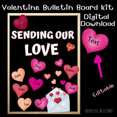 February Valentine Day Bulletin Board Kit | Door Decor, EDITABLE