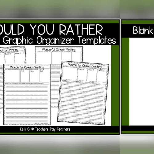 Would You Rather Opinion Writing Prompts and Graphic Organizers Template