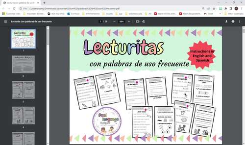 Lecturitas con palabras de uso frecuente | TPT