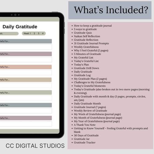 Gratitude Journal With Journal Prompts, Gratitude Worksheets for Self Care