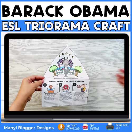 Barack Obama-ESL Craft 3D President's Day Biography Triorama-Diorama