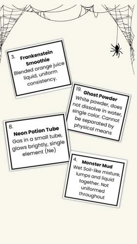 Halloween Mystery Matter:Classify Elements, Compounds & Mixtures ...
