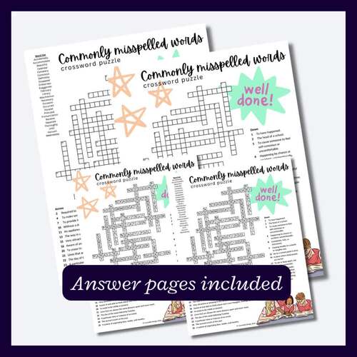 Commonly misspelled words puzzle! Great for spelling practice, ESL game ...