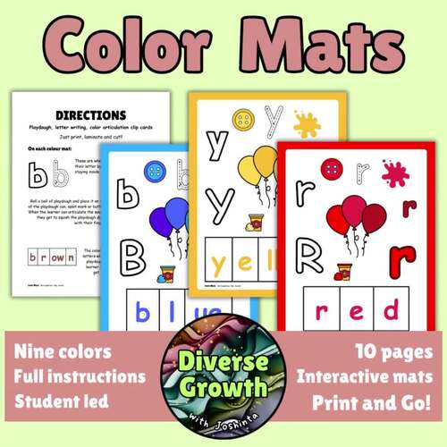 Initial Sounds Color Mats for Articulation using Playdough and Elkonin ...