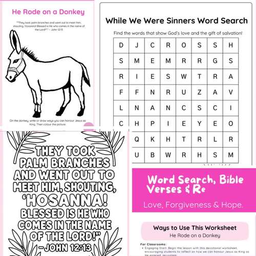 Holy Week Christian Easter Coloring Bundle 3 | Palm Sunday Bible Lesson ...