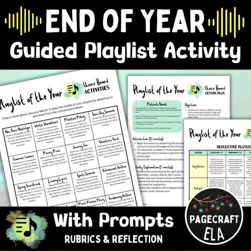 End of Year Playlist Project for Summer or Christmas Reflection Through ...