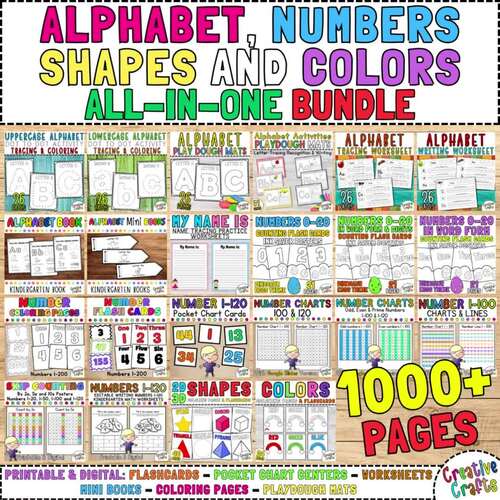 Alphabet letters and beginning sounds, Numbers to 100, Colors and ...
