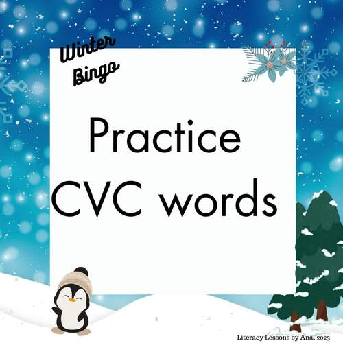 Winter CVC BINGO Game Practice activity Kindergarten, First, Second Graders