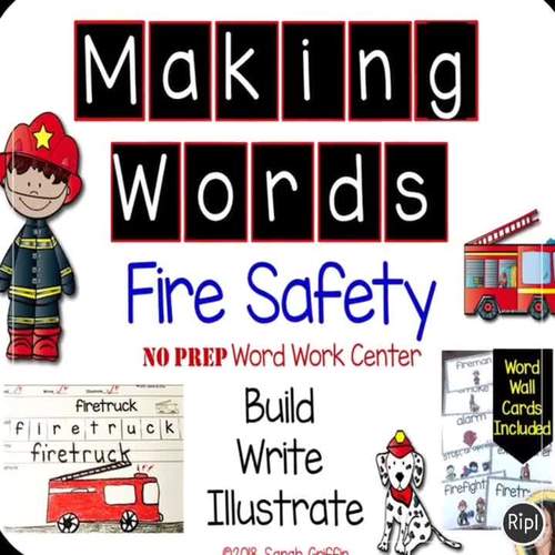 Making words ~ Fire Safety ~ writing center by Little Learning Corner