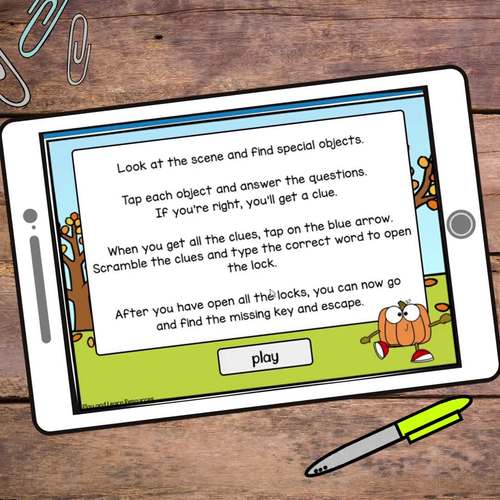 Fall Escape Room Social Skills Pragmatics Boom Cards | TpT