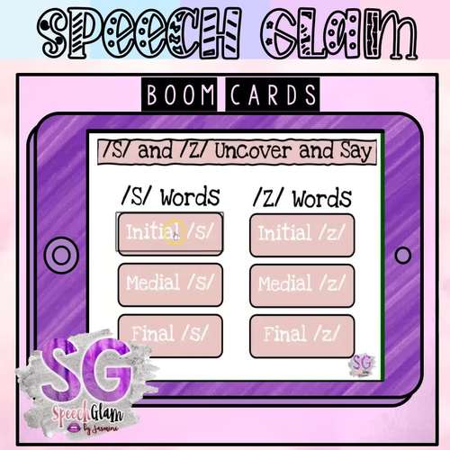/S//Z/ Uncover & Say Boom Cards Game by Speech Glam | TPT