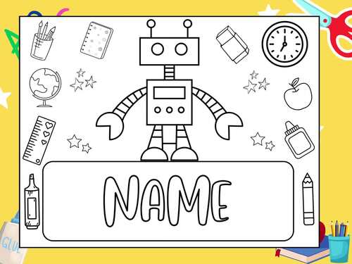 Editable Robot Name Coloring Pages | Back to School Fun for Early Grades