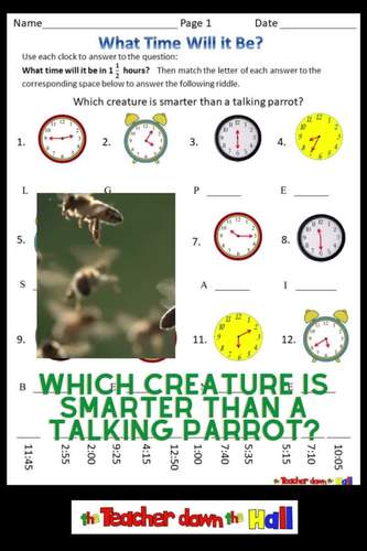 Elapsed Time Worksheets w/ Riddles Time Measurement Self-grading Activities