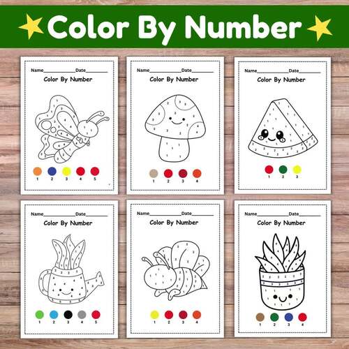 Easy Color By Number Worksheets for Kids | 25-Page Preschool Coloring ...