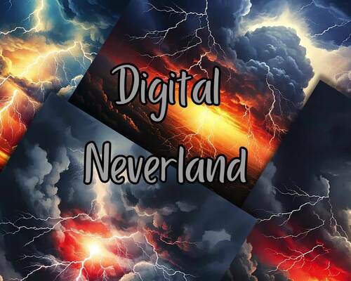 Watercolor Lightening Bolts Clouds Digital Paper Clip Art/ Galaxy ...