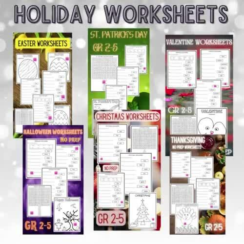 Holiday Printable Worksheets BUNDLE | No Prep by Innovative Teacher