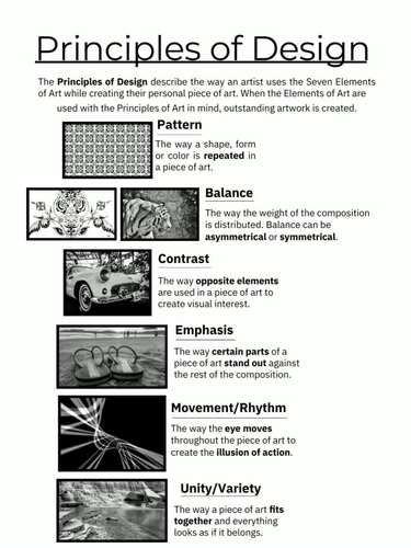 PRINCIPLES OF DESIGN INTERACTIVE NOTEBOOK 10 PAGES WITH TEST AND ANSWER KEY