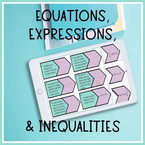 Equations Expressions and Inequalities Digital| Printable Activity for ...