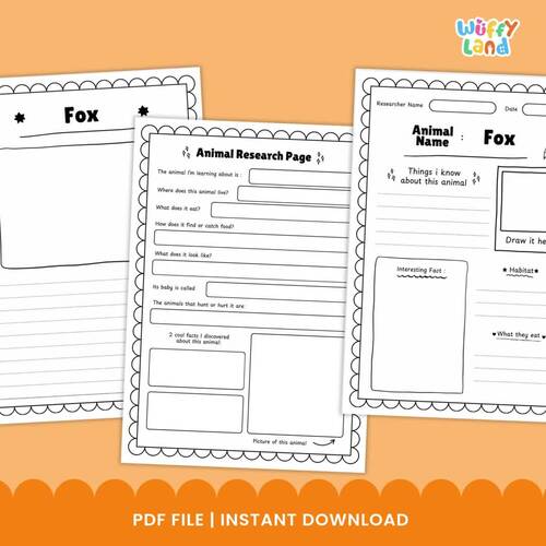 Fox Research Project | Animal Science Worksheets & Forest Animal Report