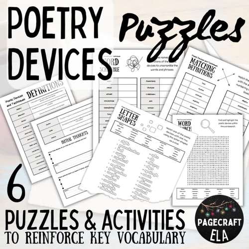 Poetry Device and Technique Puzzles and Activities | Terminology and ...