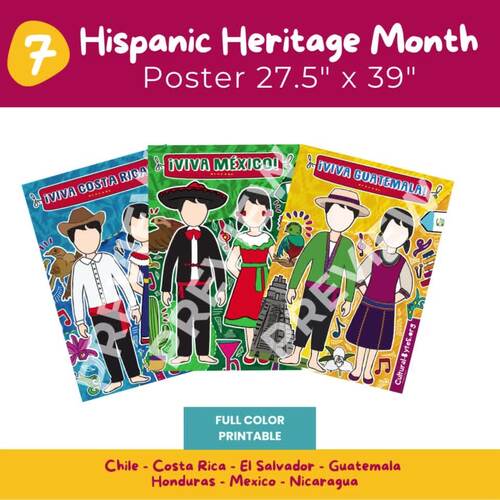 07 Poster 27.5" x 39" - Color Poster - Typical Costume - Hispanic Country