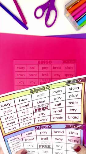 Vowel Team Review Phonics Games Vowel Teams Bingo for AY, AI, OA,& More