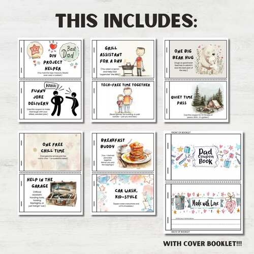 Father’s Day Coupon Book for Dad, Printable Kids Craft Gift, Grandpa Day