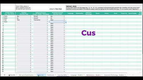 Ontario Report Card Comments Grade 1-8 | Google Sheets Comment Builder ...