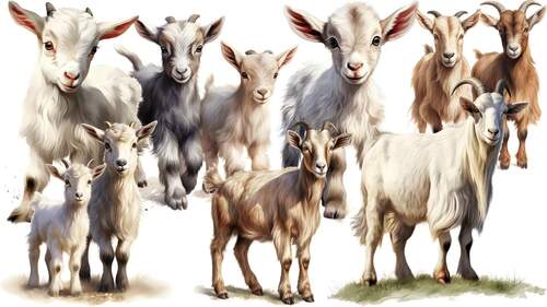 Watercolor Goat Clipart Set of 20 Files by ArtisticTimberStudio | TPT
